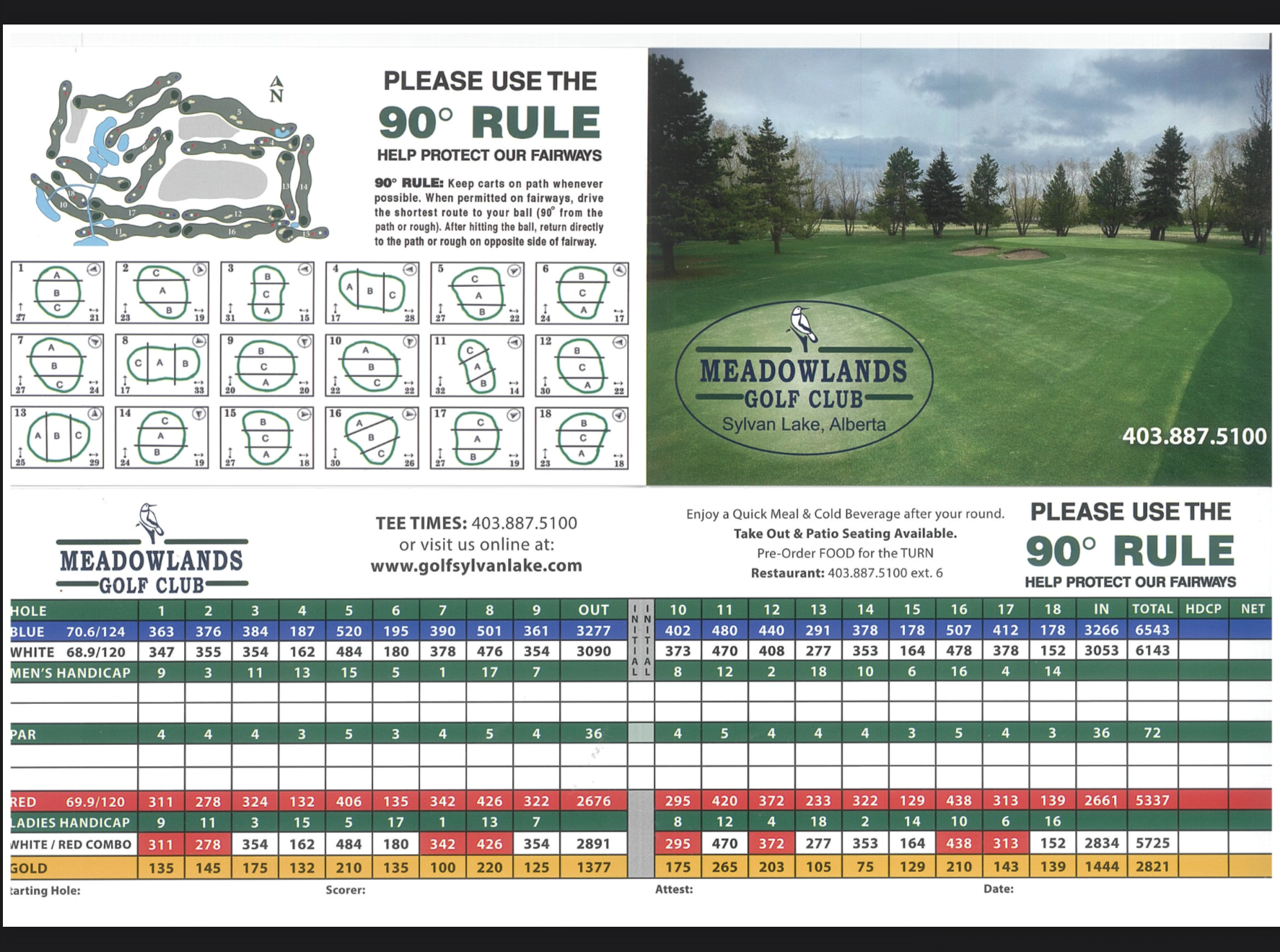 Scorecard - Meadowlands Golf Club at Sylvan Lake
